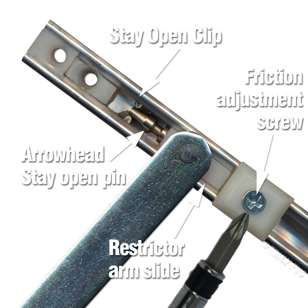 335mm Passivated Steel Stay Open Door Restrictor with Quick Release ...