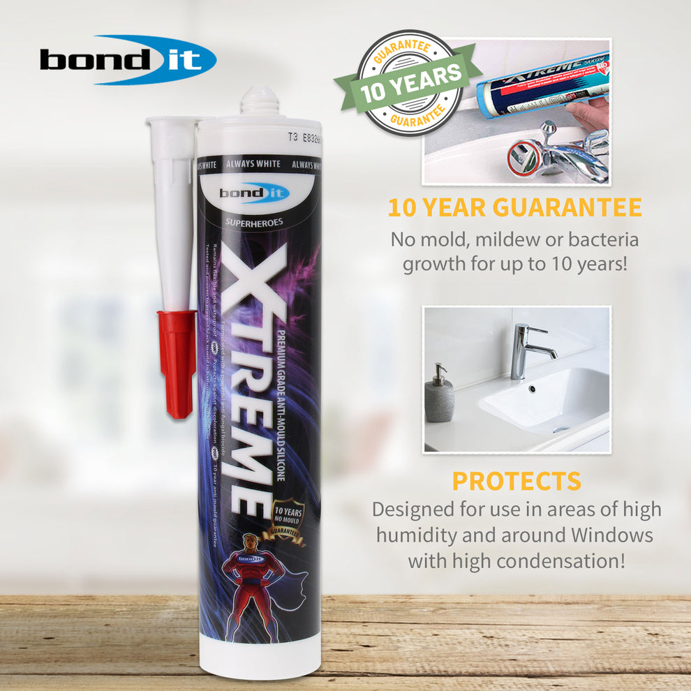 Xtreme White Anti-Mould Silicone Sealant for Bathrooms and Kitchens ...