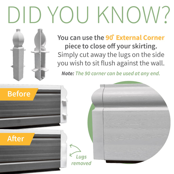 External Corner for 100mm Roomline Torus Plastic Skirting – Truly PVC