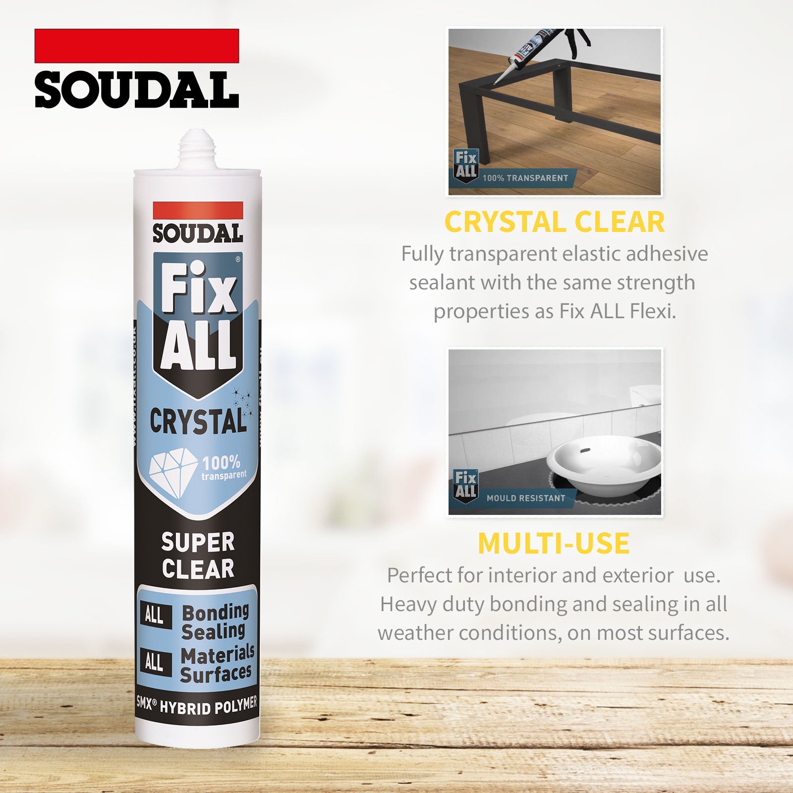 Soudal Fix ALL Crystal Clear Silicone Sealant Adhesive – Truly PVC