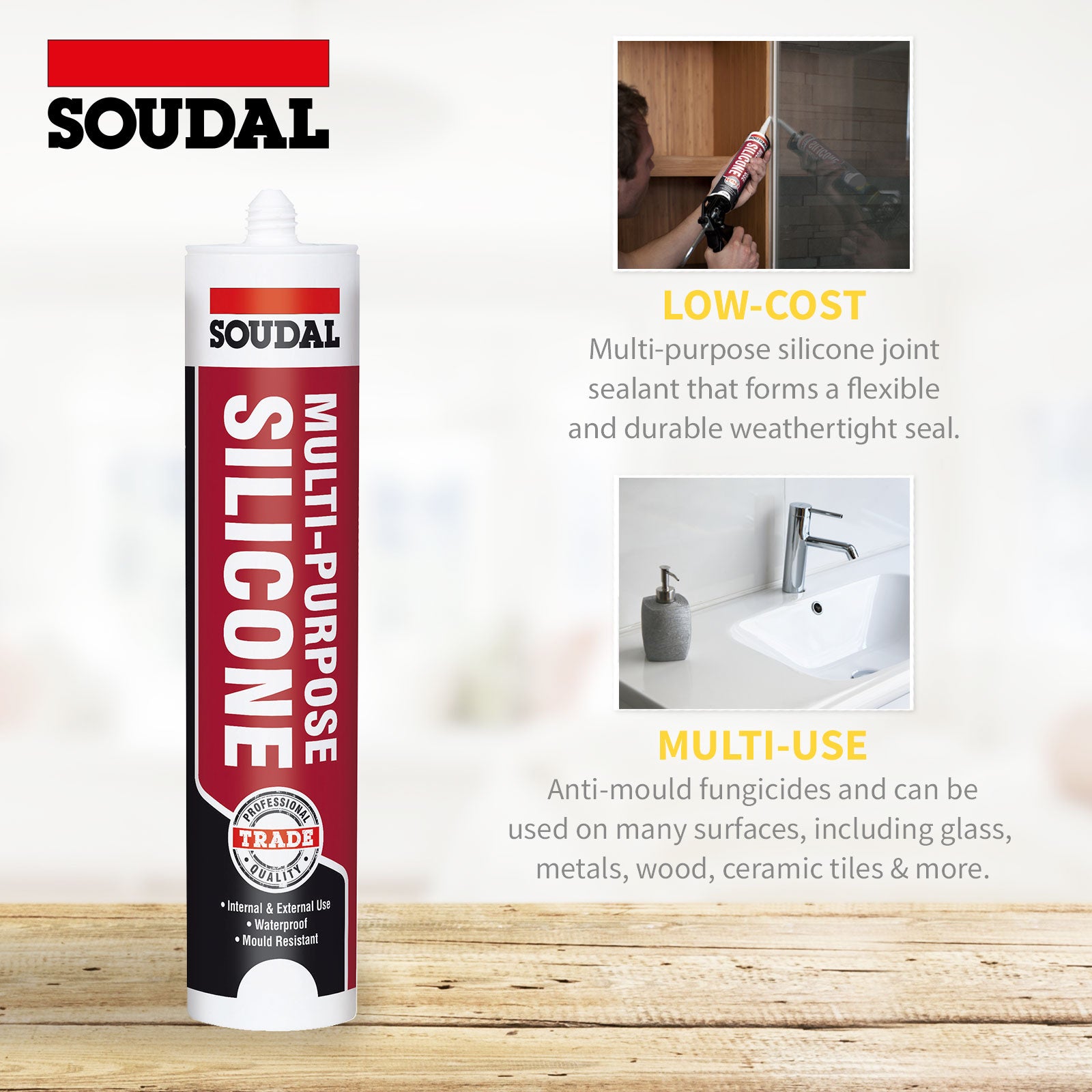 Black Soudal Trade Multi-Purpose Silicone Joint Sealant – Truly PVC