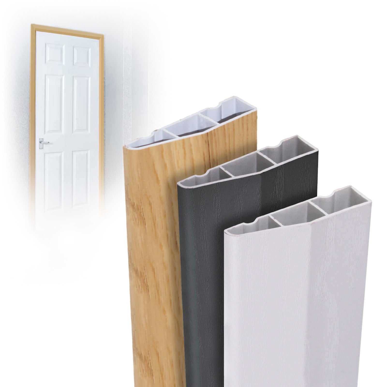 5.5m Roomline uPVC Plastic Modern Chamfered Architrave – White Satin ...