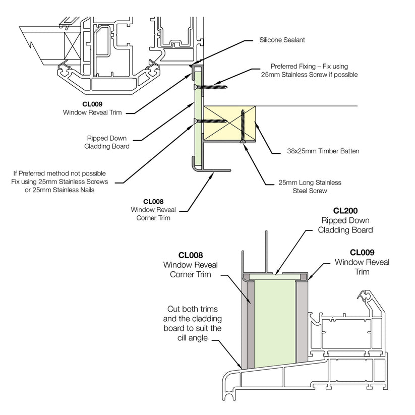 5m Window Reveal Corner Trim for Coastline Shiplap Cladding ...