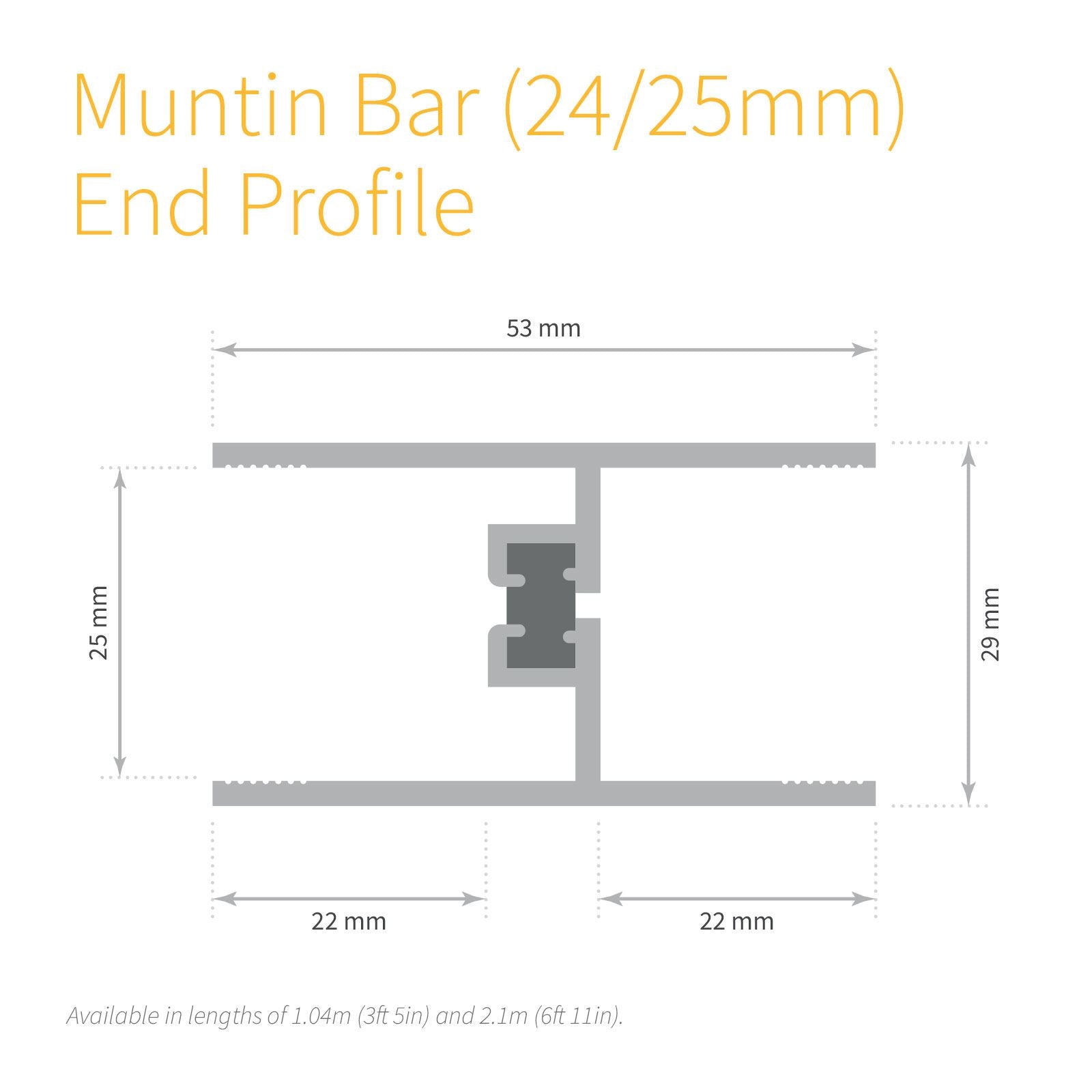 24/25mm Aluminium Muntin Bar One-Part Glass Joiner (1m) – Truly PVC