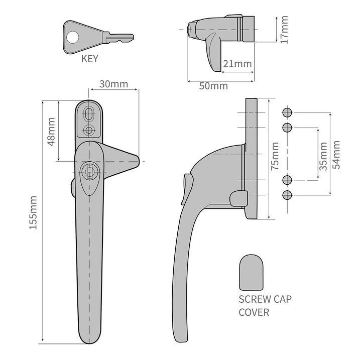 Universal Cockspur Window Handle Key Locking Latch – Truly PVC